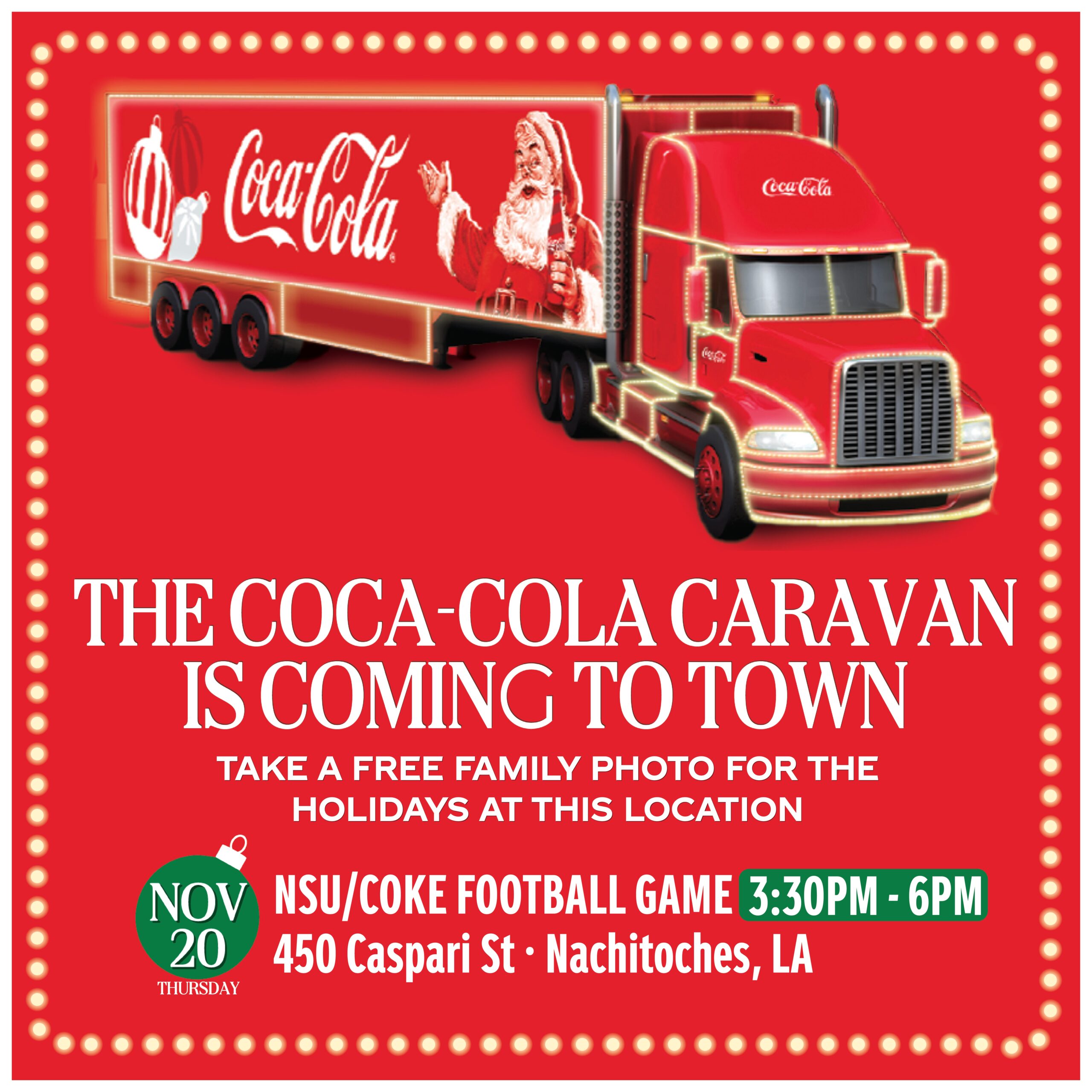 Coca-Cola Caravan will be at NSU’s Nov. 20 tailgate – Bossier Press-Tribune